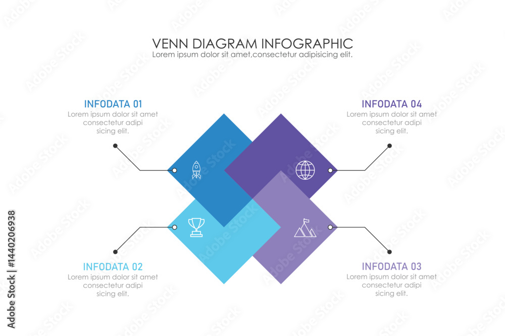 Infographic Venn diagram chart template for business 3 parts, options ...