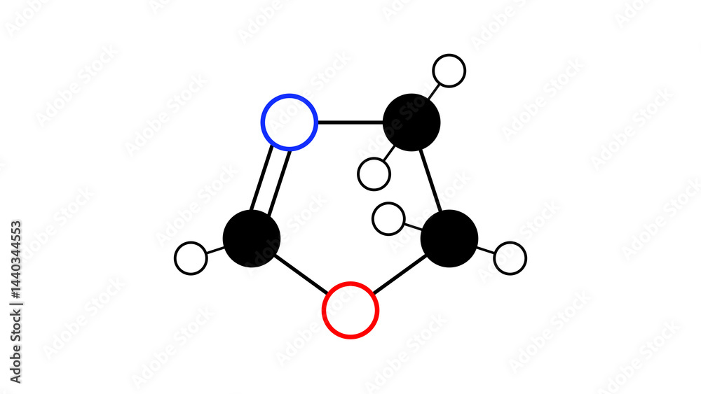 oxazoline molecule, structural chemical formula, ball-and-stick model ...