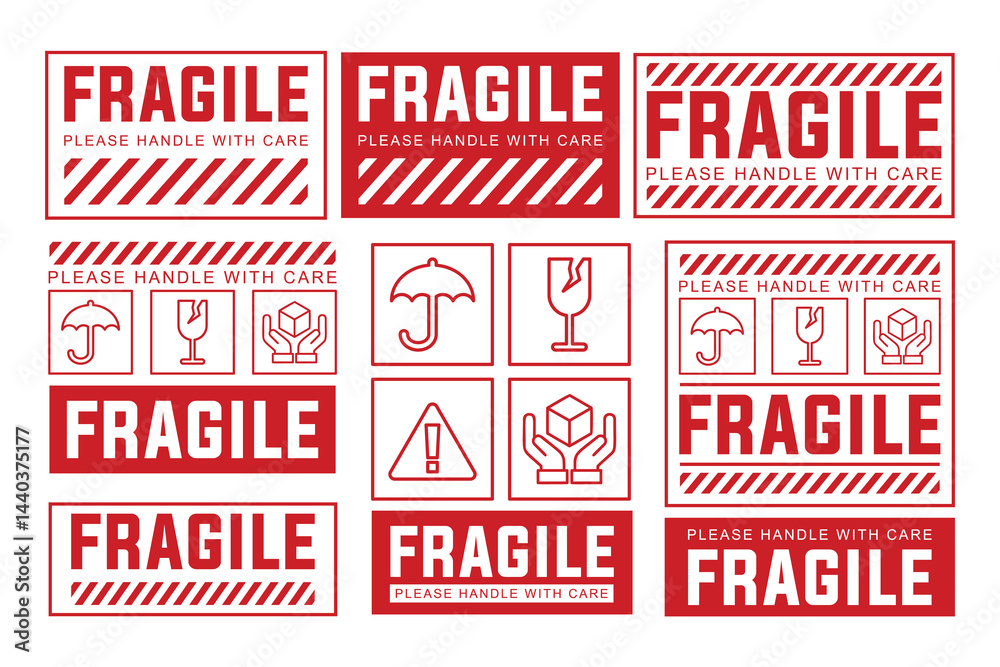 Fragile Label Sticker Set. Printable Shipping Warning Signs for ...