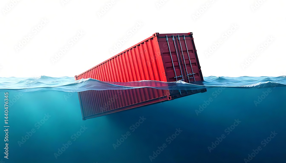 Shipping container lost at sea drifting waves high resolution picture ...