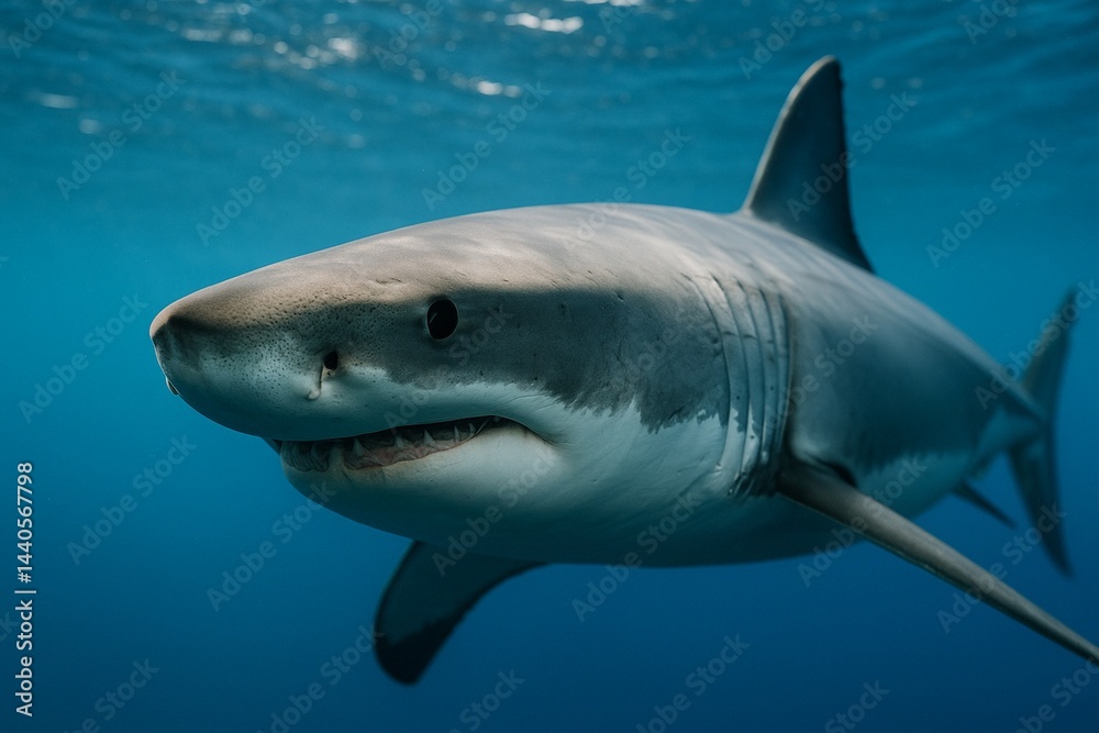 Close-up wildlife photograph showing a shark resting in natural habitat ...