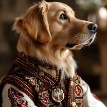 Folk Art Family And Dogs Portrait Free Stock Photo - Public Domain Pictures