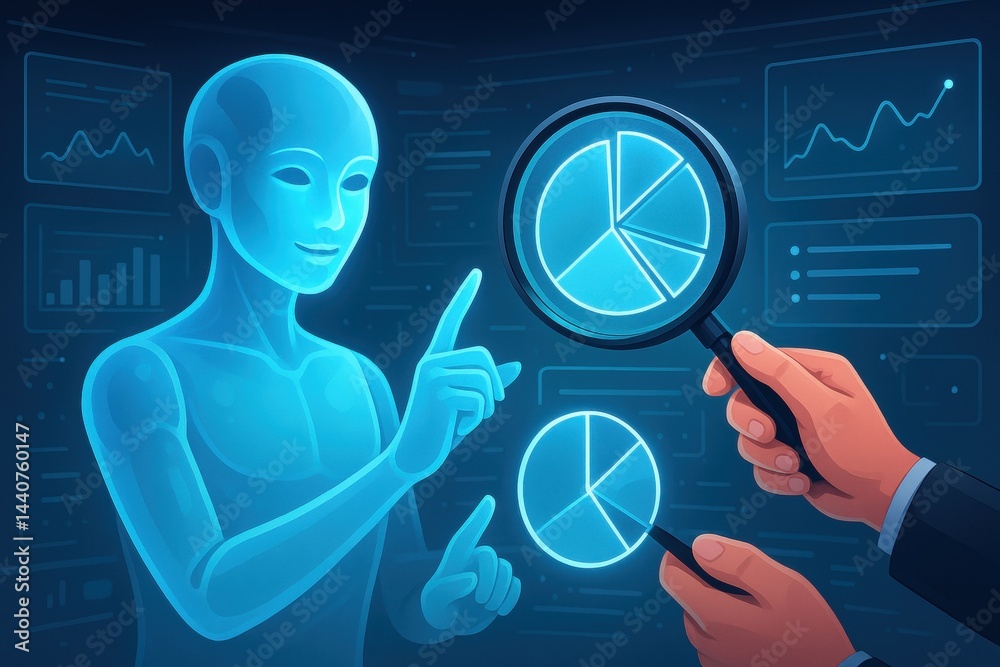 ภาพประกอบ Stock AI-powered Data Analysis: An advanced AI avatar ...