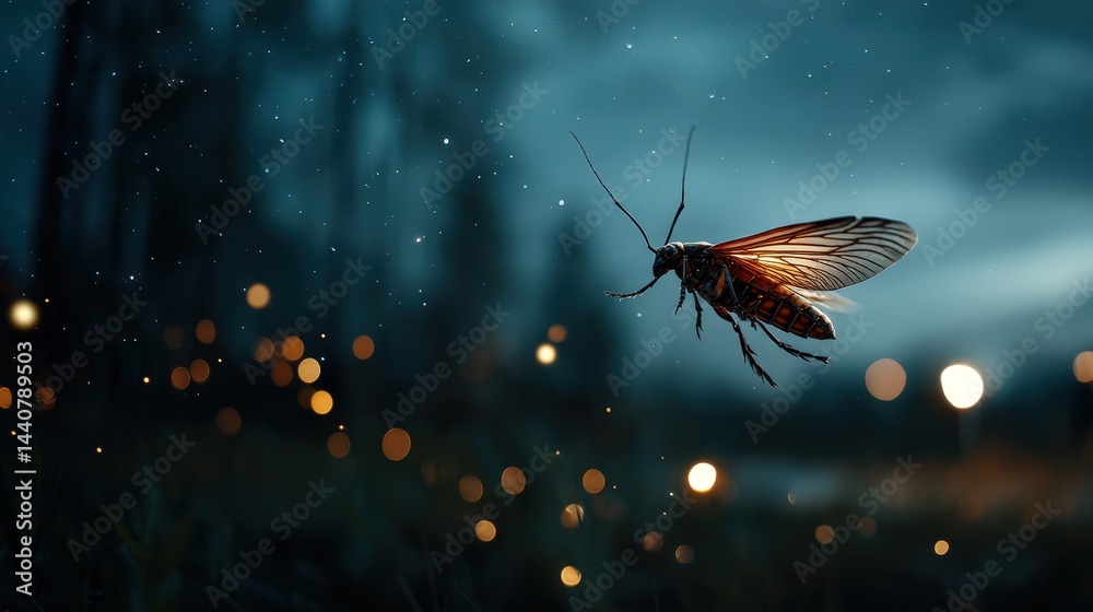 Firefly fading into stars night sky realistic photograph natural ...