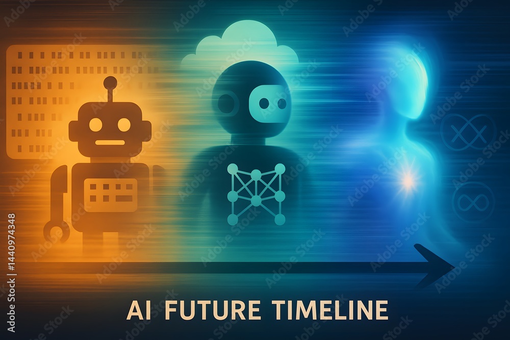 Abstract digital artwork depicting the transformative journey of AI ...