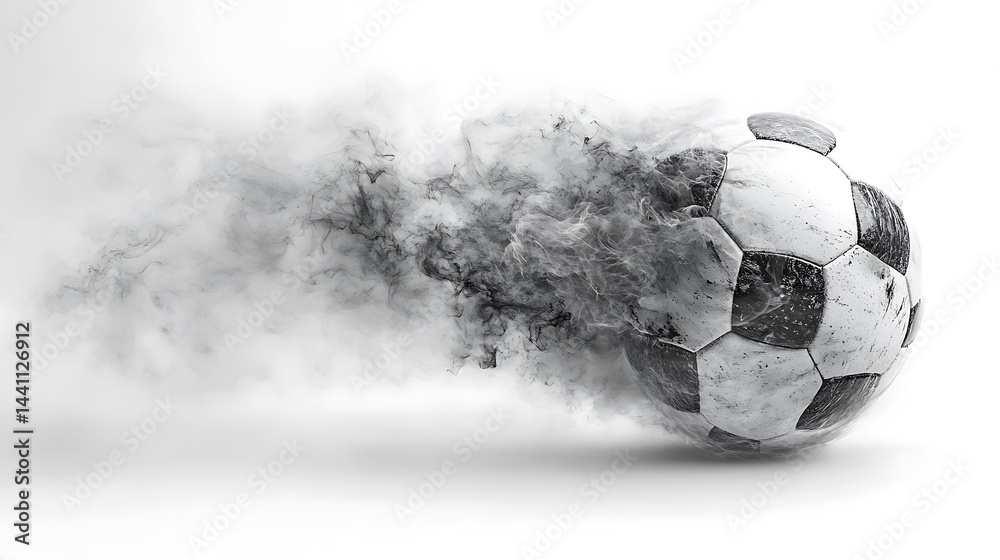 A grayscale soccer ball with smoke and motion blur. Stock Photo | Adobe ...