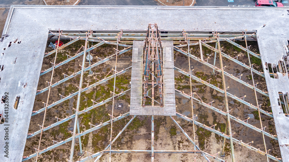 Pawtucket RI, USA - April 5, 2025: Aerial view of remaining visible ...