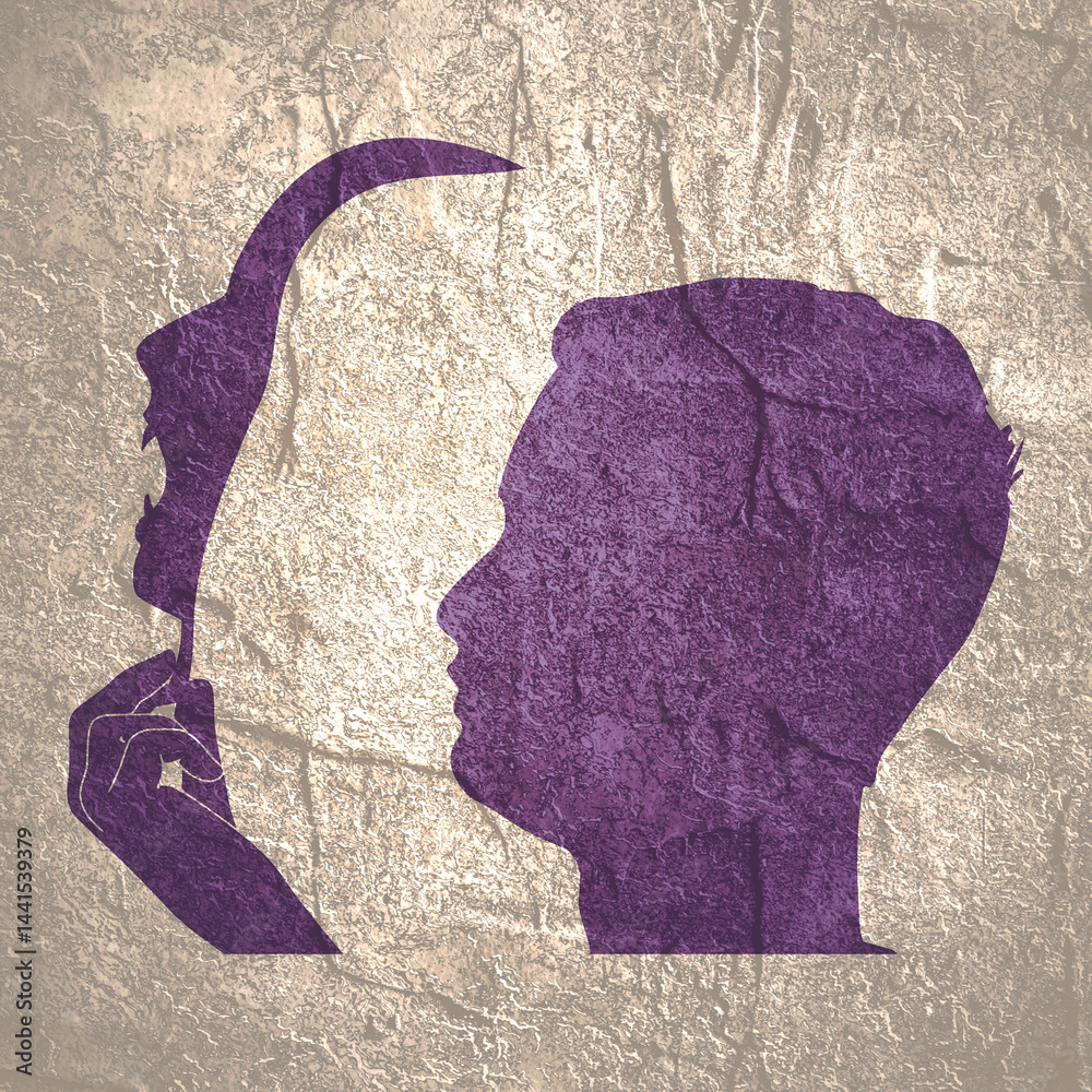 Human face side view silhouette. Schizophrenia and split personality ...