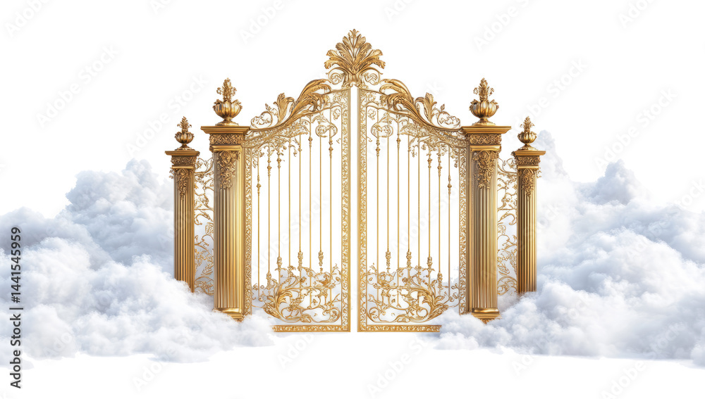 Golden Gates in Clouds Ornate Entrance to Paradise Stock Illustration ...