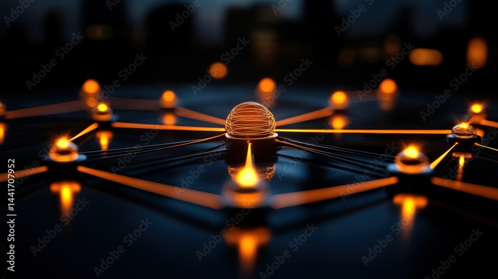 A machine learning model visualized as a glowing matrix of ...