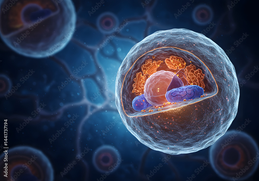 Microscopic Cell Structure: Biology Illustration, Human Cell Anatomy ...