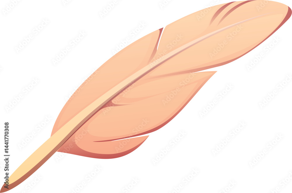 quill feather pirate game icon. Cartoon vector soft beige plume exudes ...