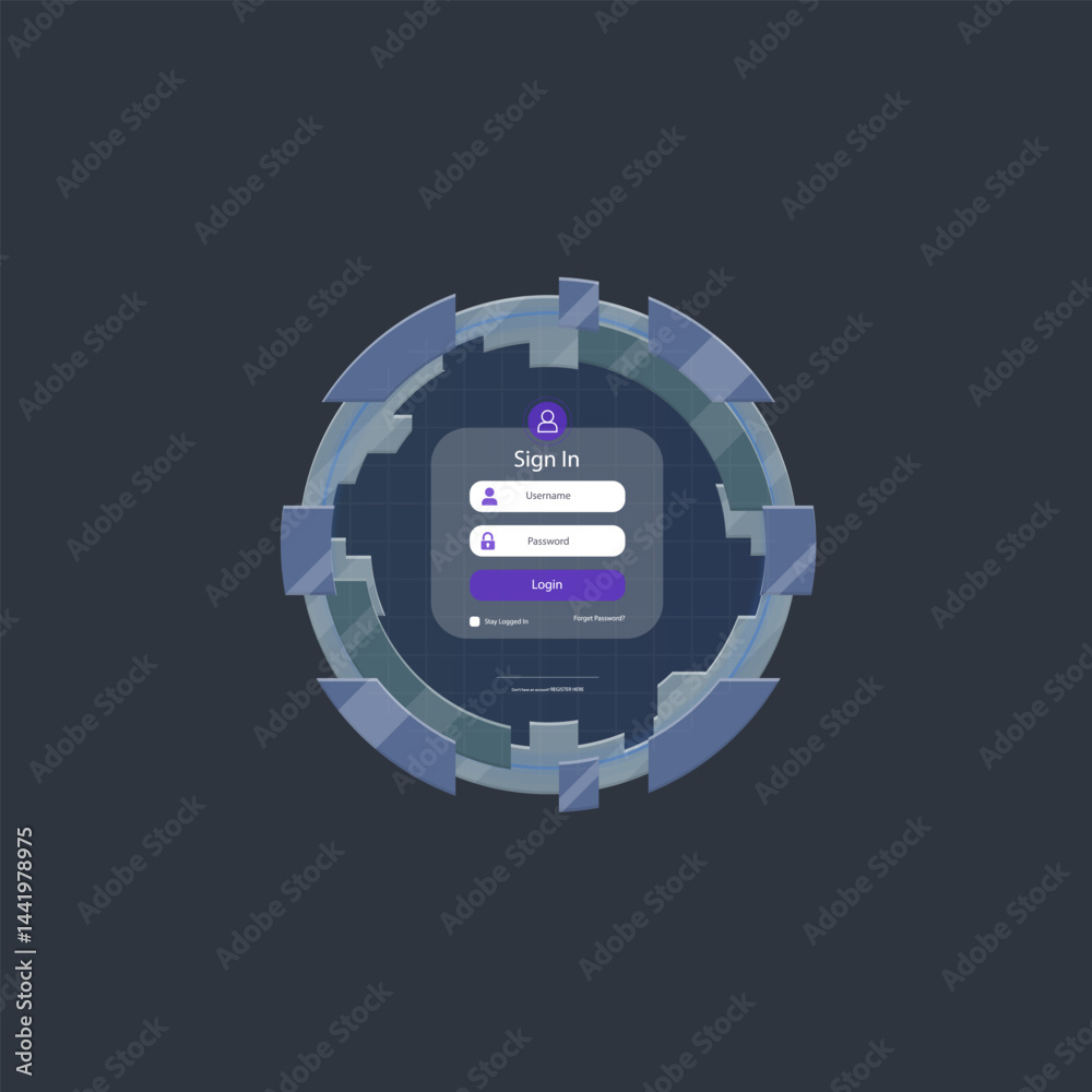 Sci Fi Hud Futuristic Circle Frame Sign In Form For Game UI Vector ...