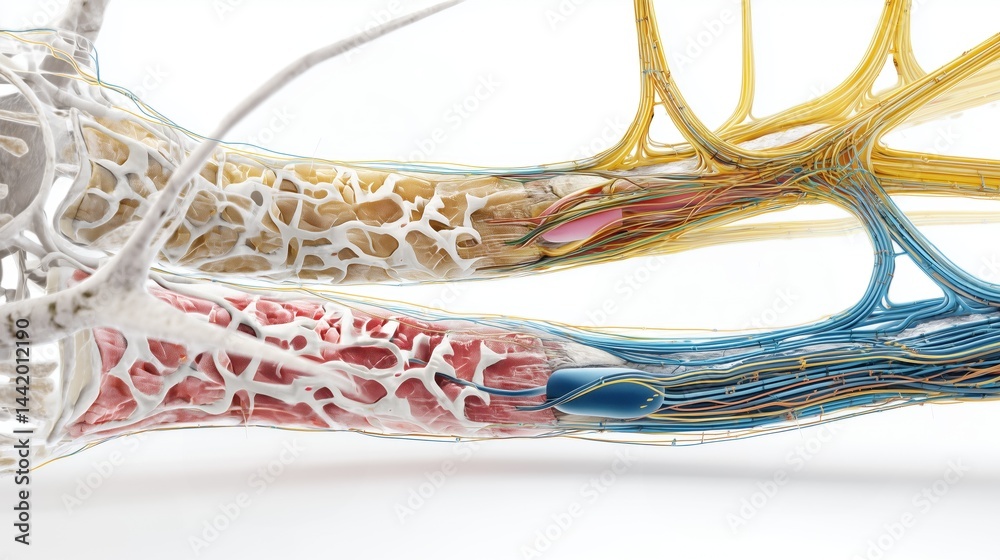 Peripheral Neuropathy Awareness Week, illustration. Detailed conceptual illustration showing ...