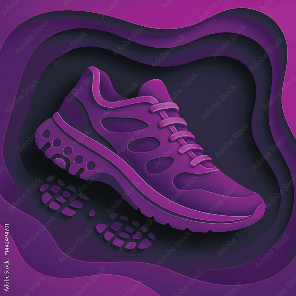 Vector de Stock 3d modern layered papercut illustration of a purple ...