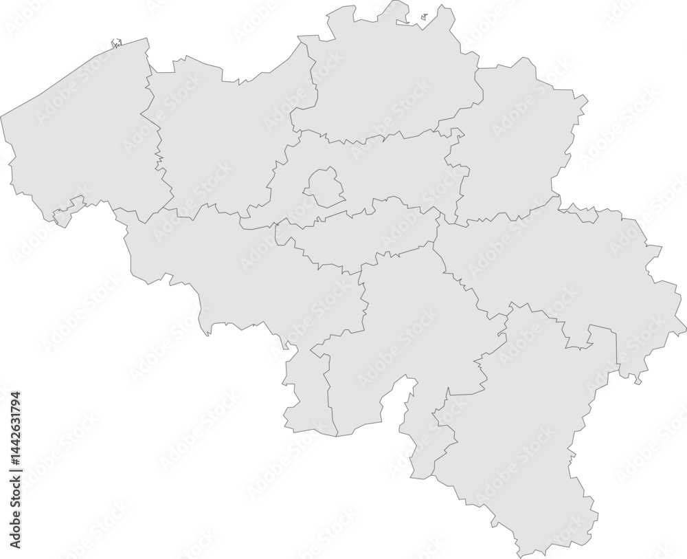 Vector map of Belgium showing all regions with clearly defined borders ...