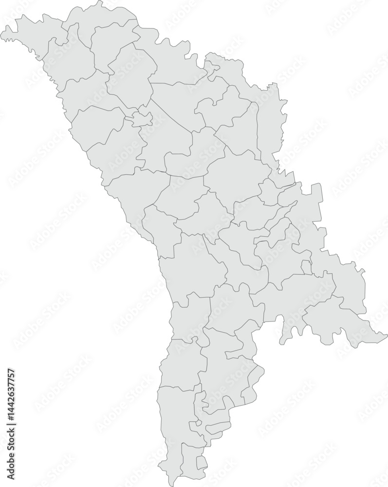 Vector map of Moldova showing all regions with clearly defined borders ...