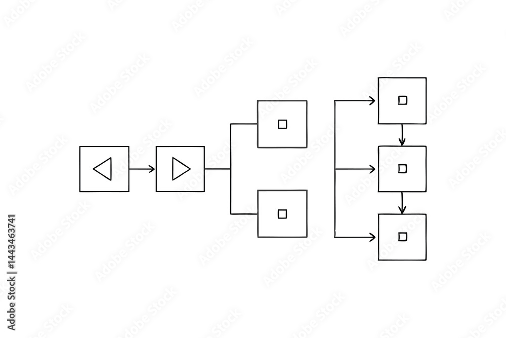 Vector de Stock Block diagram depicting a flowchart with branches and ...