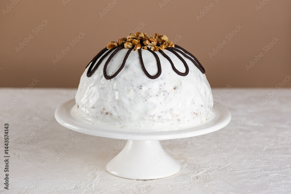 Pancho cake with pineapple and sour cream topped with chocolate and ...