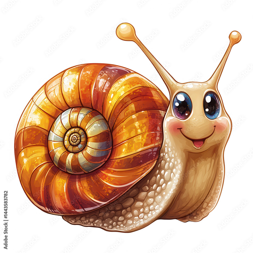 Cartoon snail illustration vector graphic cute snail with shell design ...