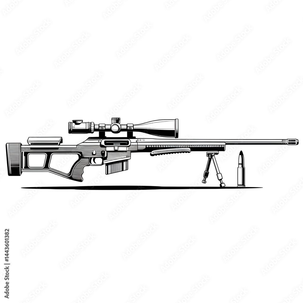Vector de Stock Barrett M95 sniper rifle with a .50 BMG bullet next to ...
