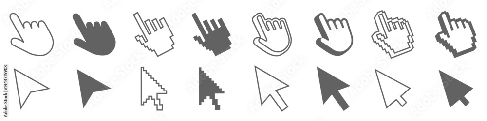 Vetor Computer mouse click cursor isolated on transparent. Cursors ...