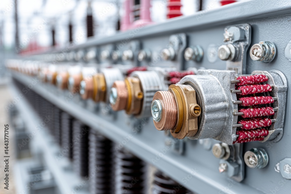 Electrical Power Distribution Substation Components Showing Connectors ...