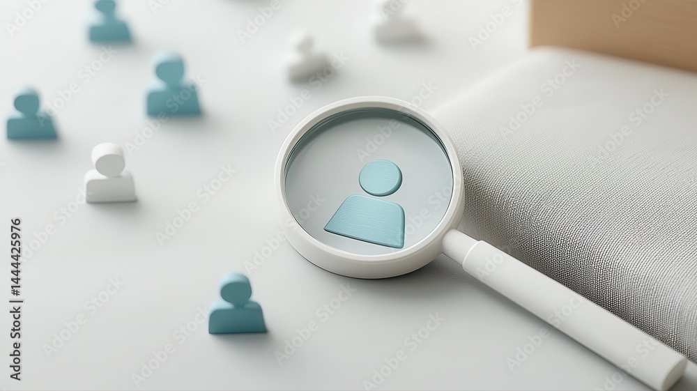 HR Talent Acquisition: Magnifying Glass Highlighting Employee Profile ...
