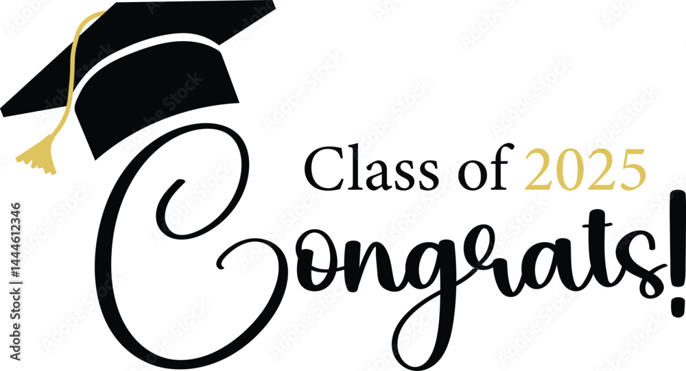 Congratulations graduates vector illustration. Class of 2025 trendy ...