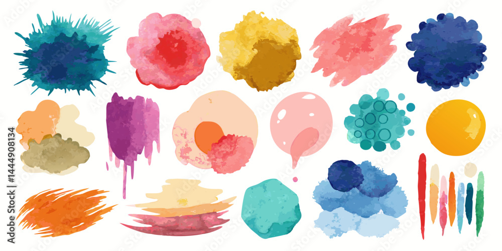 Conjunto de texturas de acuarela con pinceladas suaves y difuminadas ...