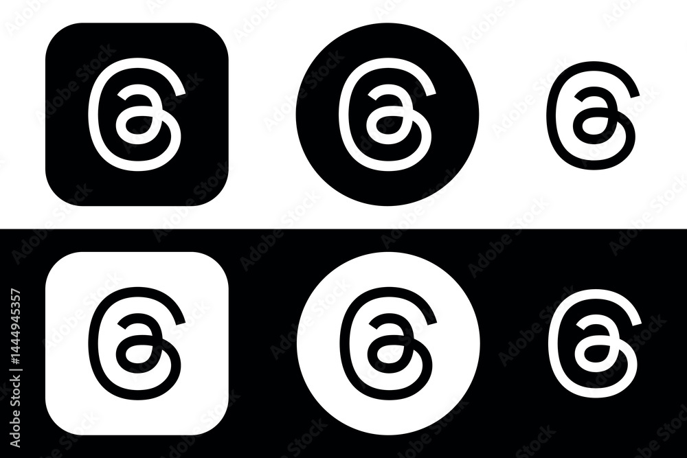 Threads Logo Bundle Icon Set, Threads App Vector, Editable SVG, PNG ...