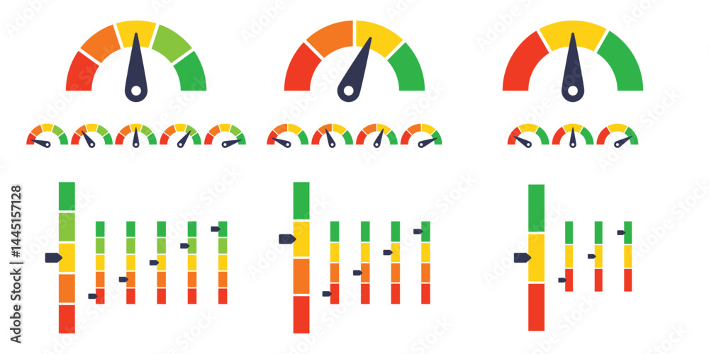 Gauge levels diagram shows meter dials and bar indicators representing ...