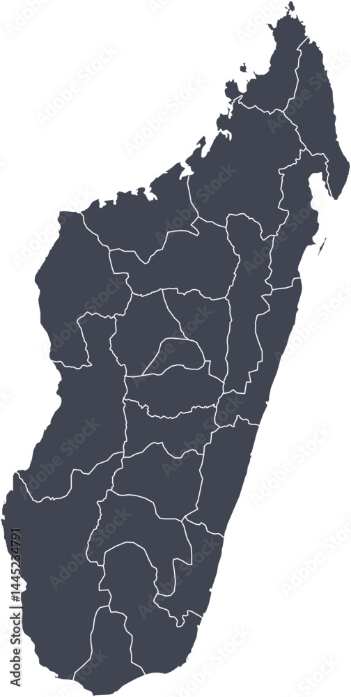 Vector map of Madagascar showing all regions with clearly defined ...