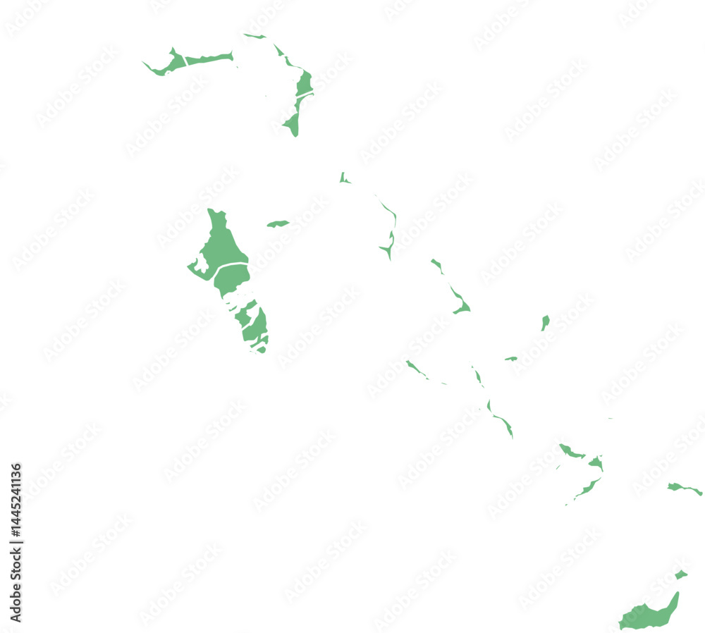Vector map of the Bahamas with clearly defined island borders and ...