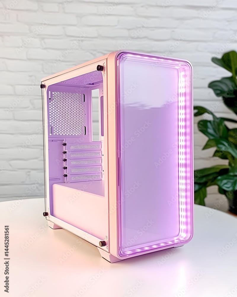 Pastel pink PC case with integrated RGB lighting Sleek, modern design ...