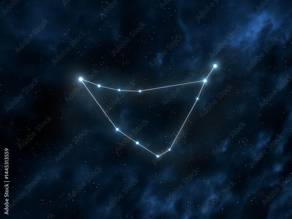 Capricornus constellation in the starry night sky isolated. Stars in ...