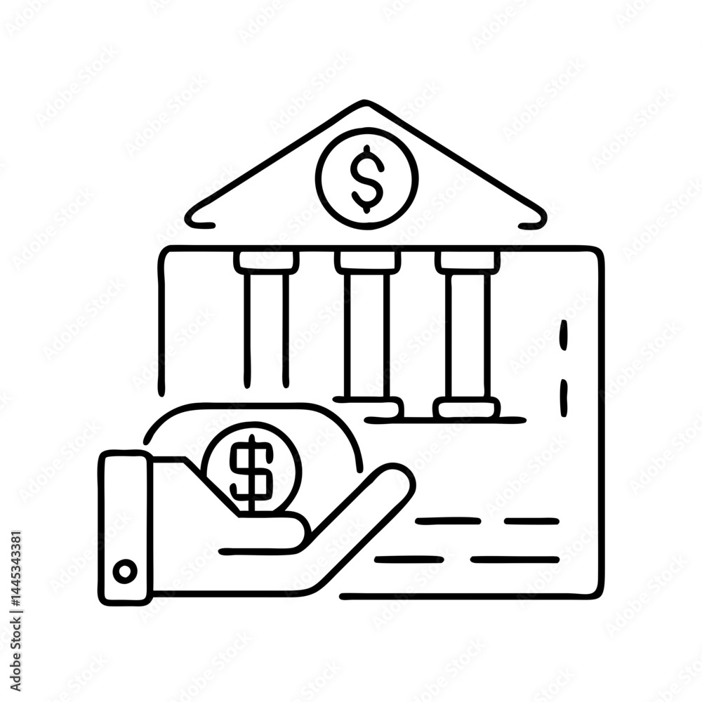 credit union icon, credit union line art - simple line art of credit ...
