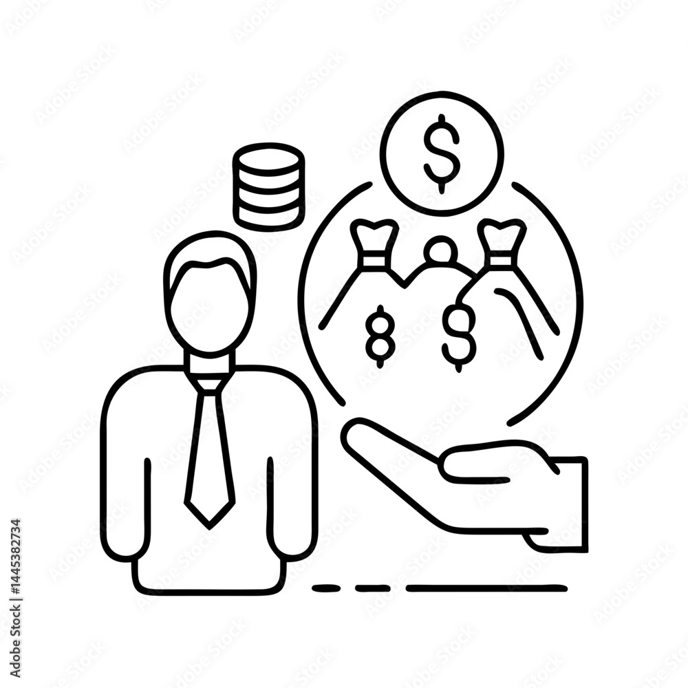 borrower icon, borrower line art - simple line art of borrower, perfect ...