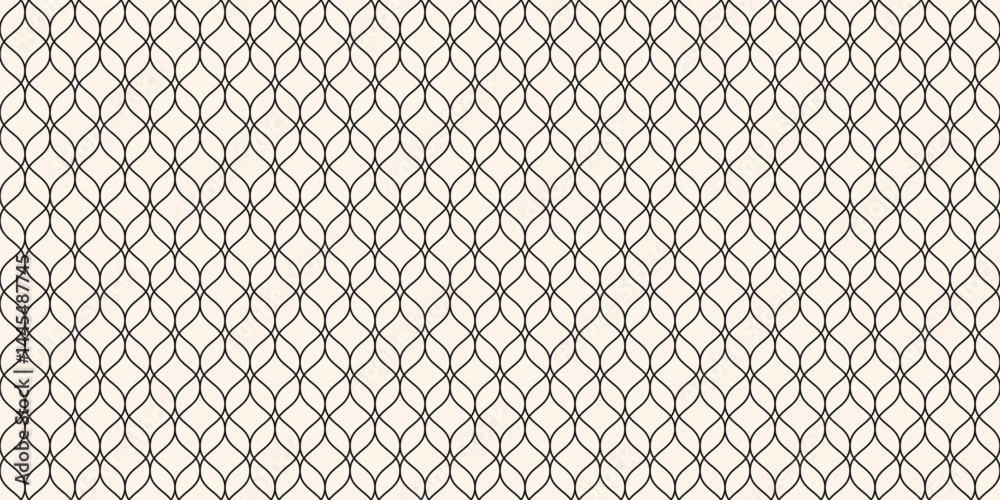 Subtle vector seamless pattern in Islamic style. Delicate mesh, grid, lattice, thin curved lines ...