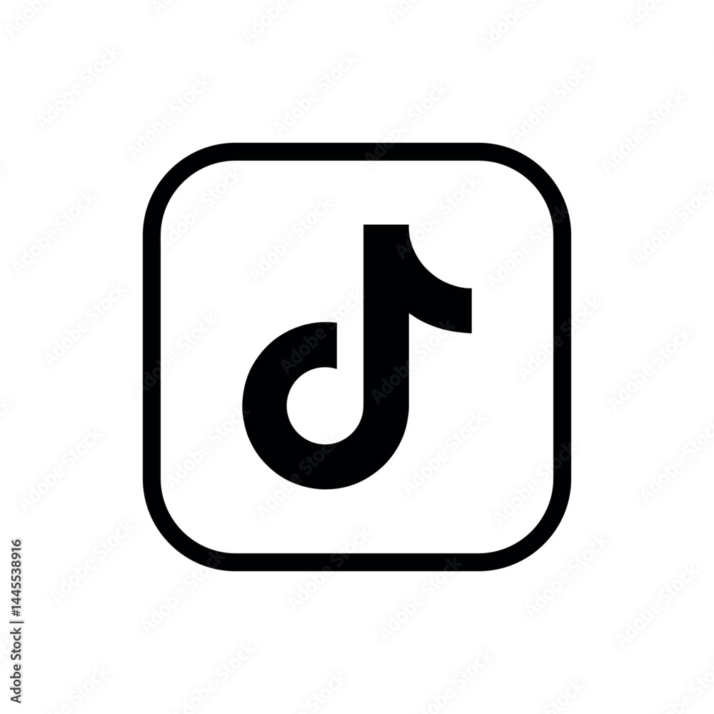 TikTok Logo Outline Black Icon, TikTok App Vector, Editable SVG, PNG ...