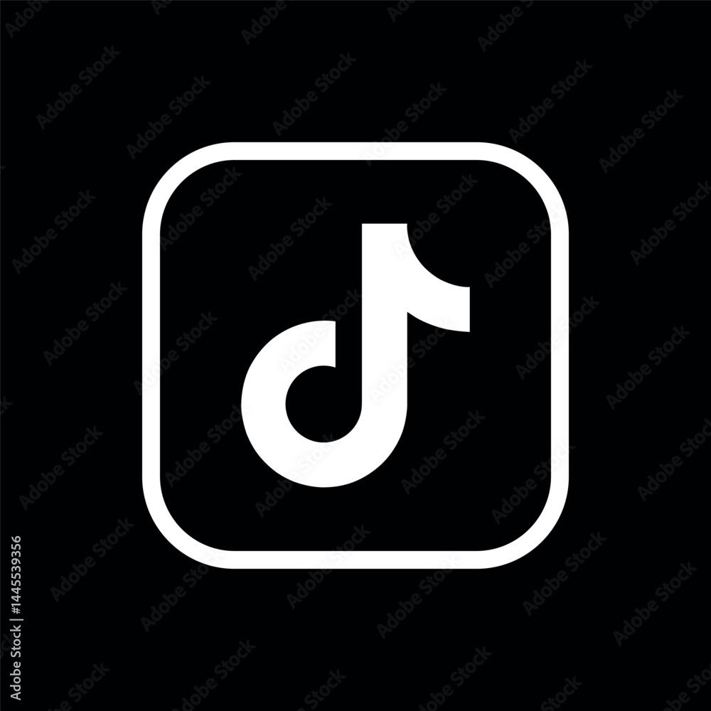 Vector de Stock TikTok Logo Outline White Icon, TikTok App Vector ...