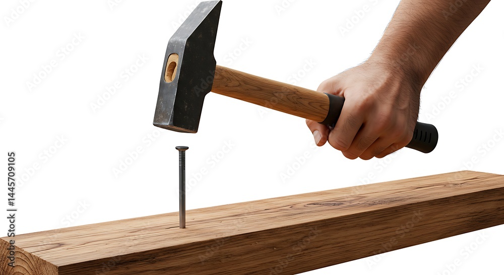 Hand hammering a nail Stock Photo | Adobe Stock