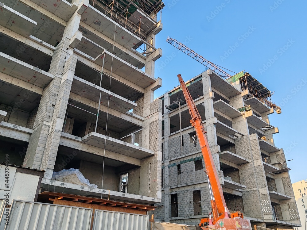 Under construction residential building with Concreate Block structure ...