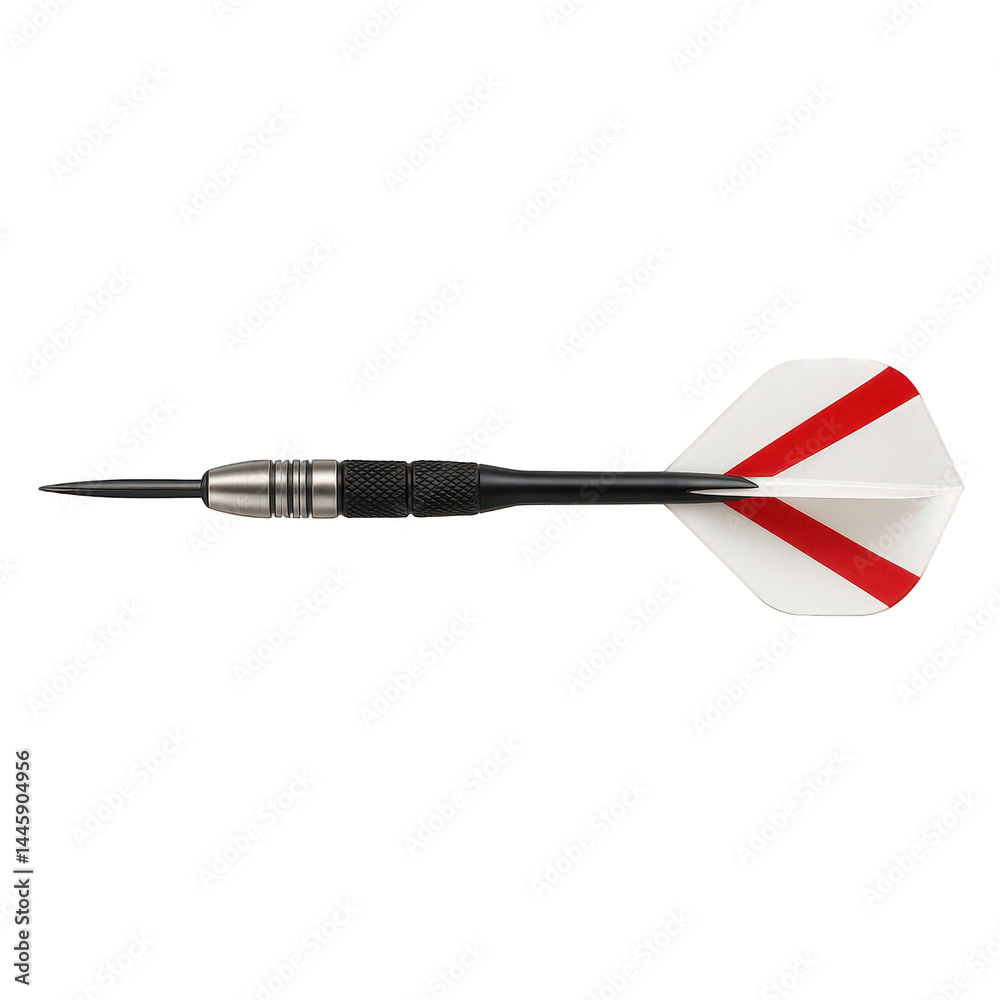 Precision game dart featuring a sharp metallic point, knurled barrel ...