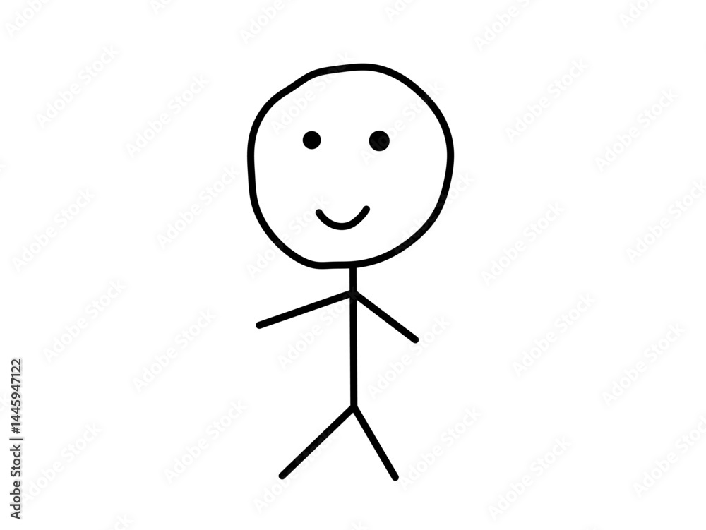 Vector isolated one single stick figure meme man smiling colorless ...