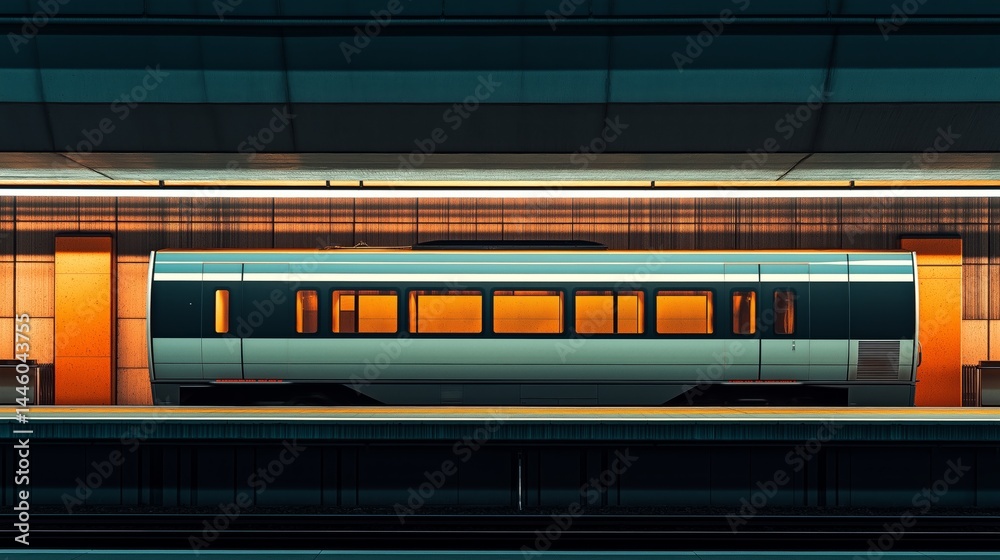 Modern Train at Station: A contemporary train sits at a station ...