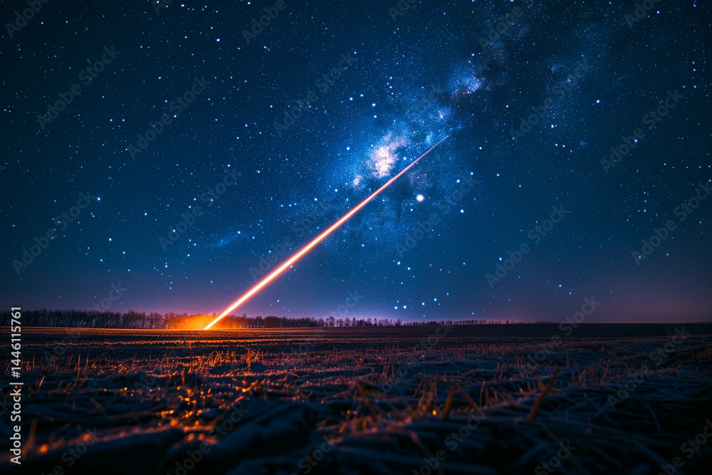 ONE dazzling shooting star gracefully streaks across unique dark night ...