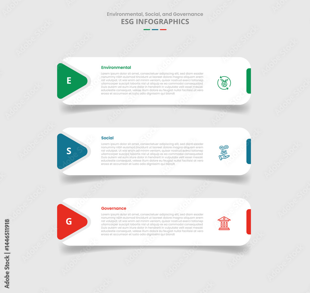 ESG sustainability concept for infographic with drop shadow style with ...