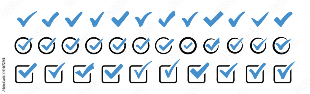 Vector de Stock Big Blue checkmark icons. tick symbol vector approved ...