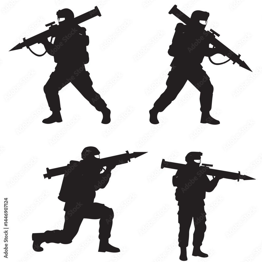 Full-body armed soldier illustrations showing real-life shooting ...